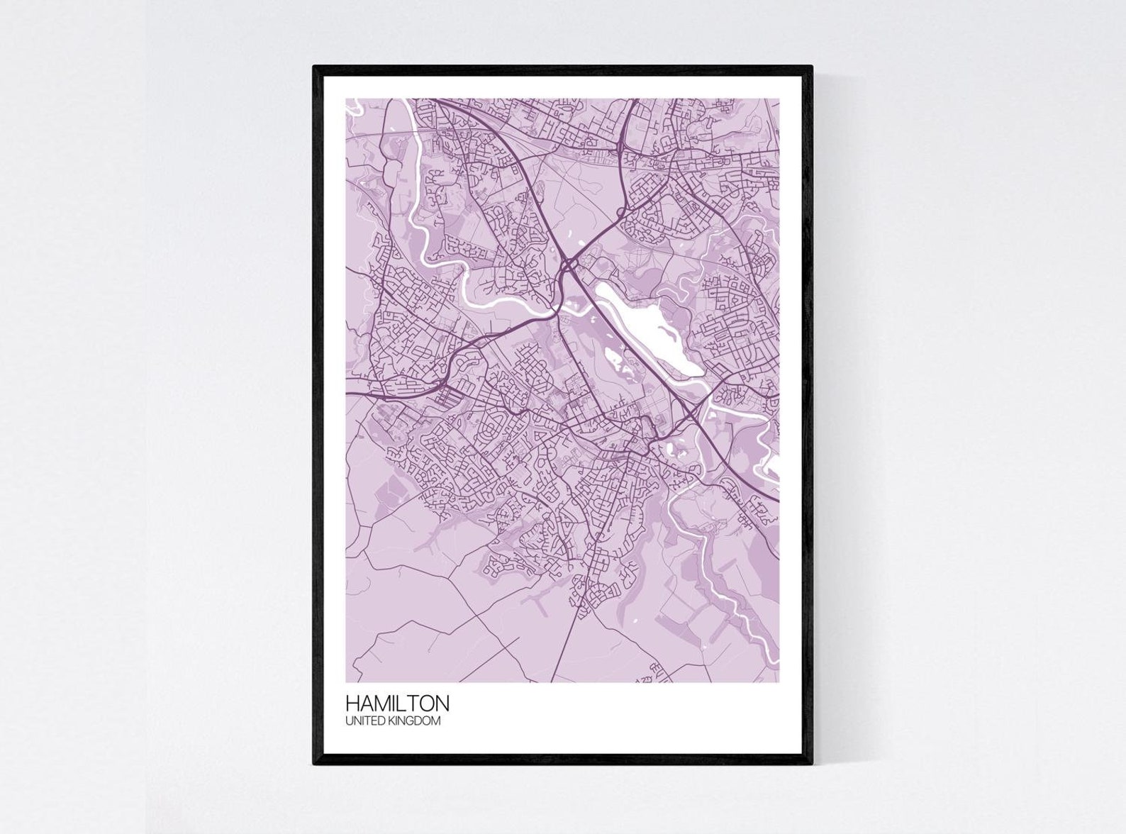 Hamilton Scotland City Map Art Print Many Styles 350gsm - Etsy