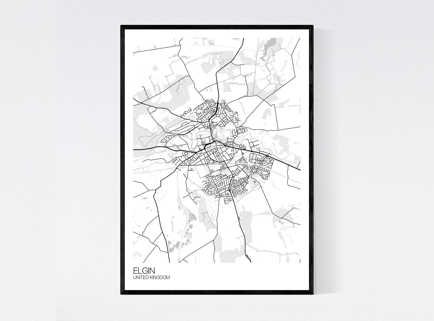 Elgin Scotland City Map Art Print Many Styles 350gsm Art | Etsy