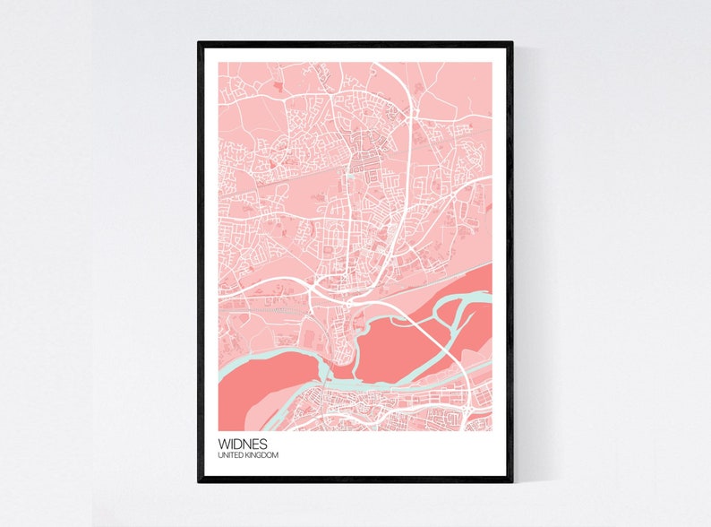Widnes Town Map Art Print Many Styles 350gsm Art Quality - Etsy
