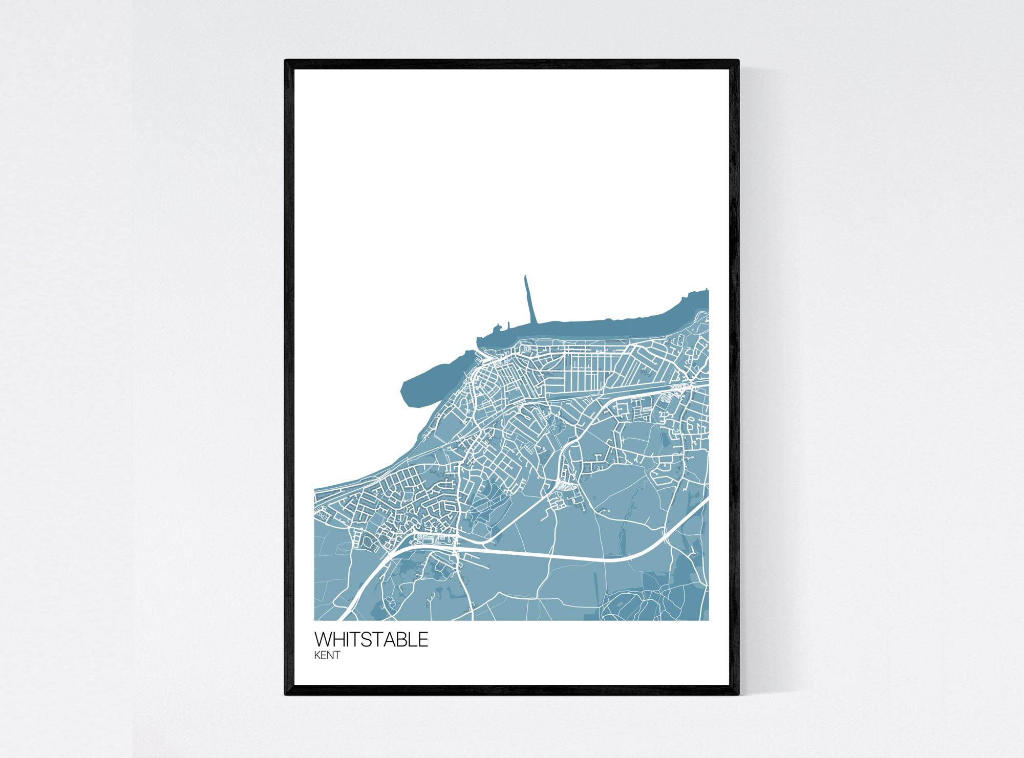 Whitstable Kent Map Art Print Many Colours 350gsm Art - Etsy UK