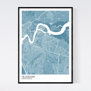 Gillingham, United Kingdom City Map Art Print Many Styles 350gsm Art ...
