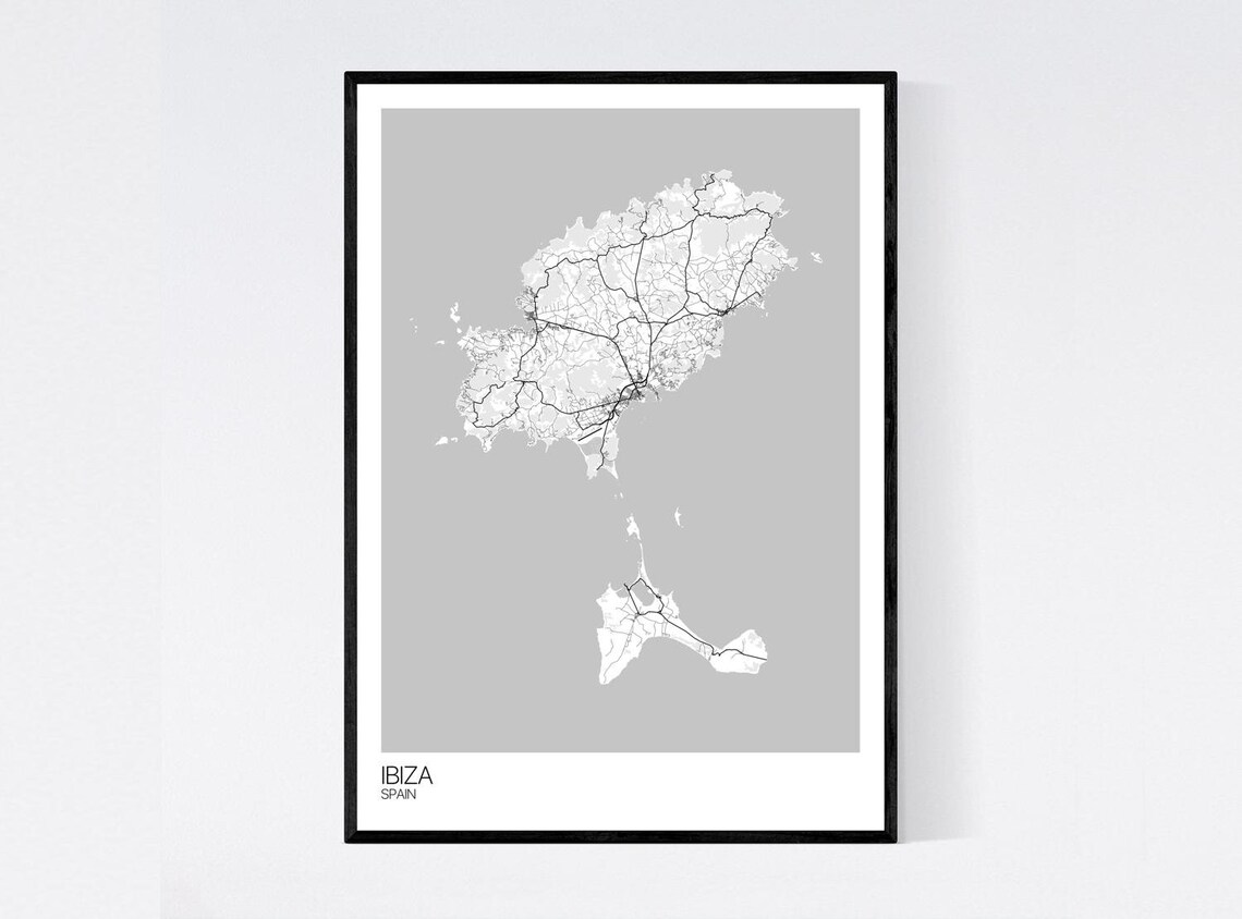 Ibiza Spain Island Map Art Print Many Colours 350gsm Art | Etsy
