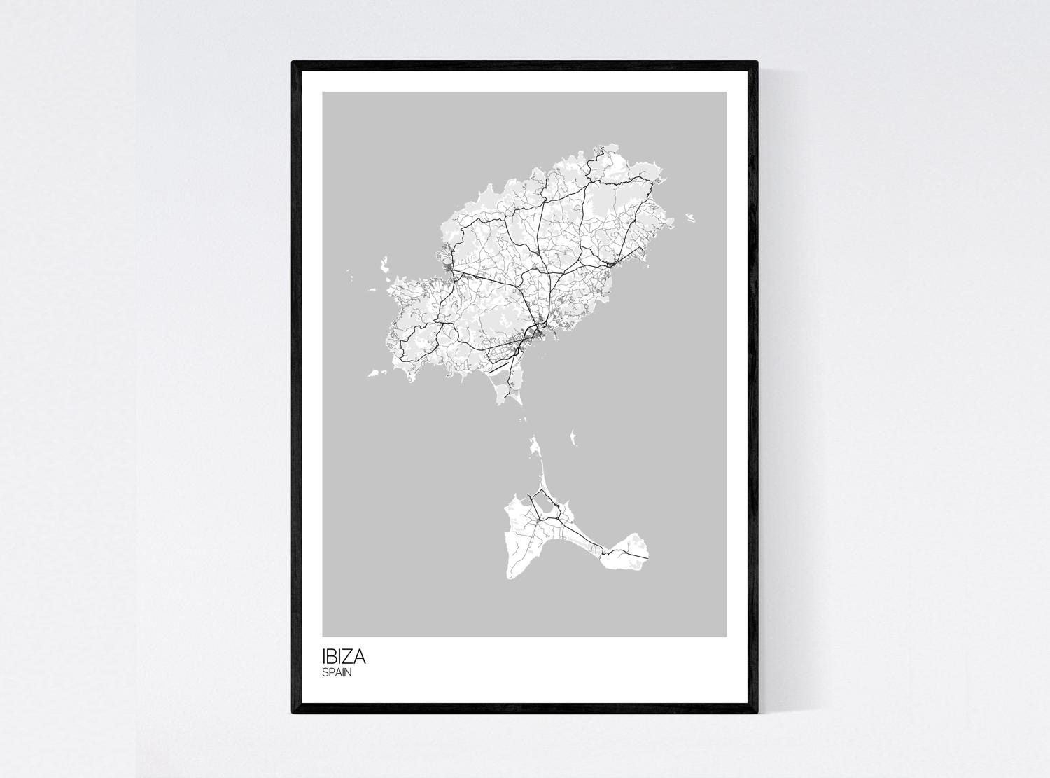 Ibiza Spain Island Map Art Print Many Colours 350gsm Art - Etsy UK