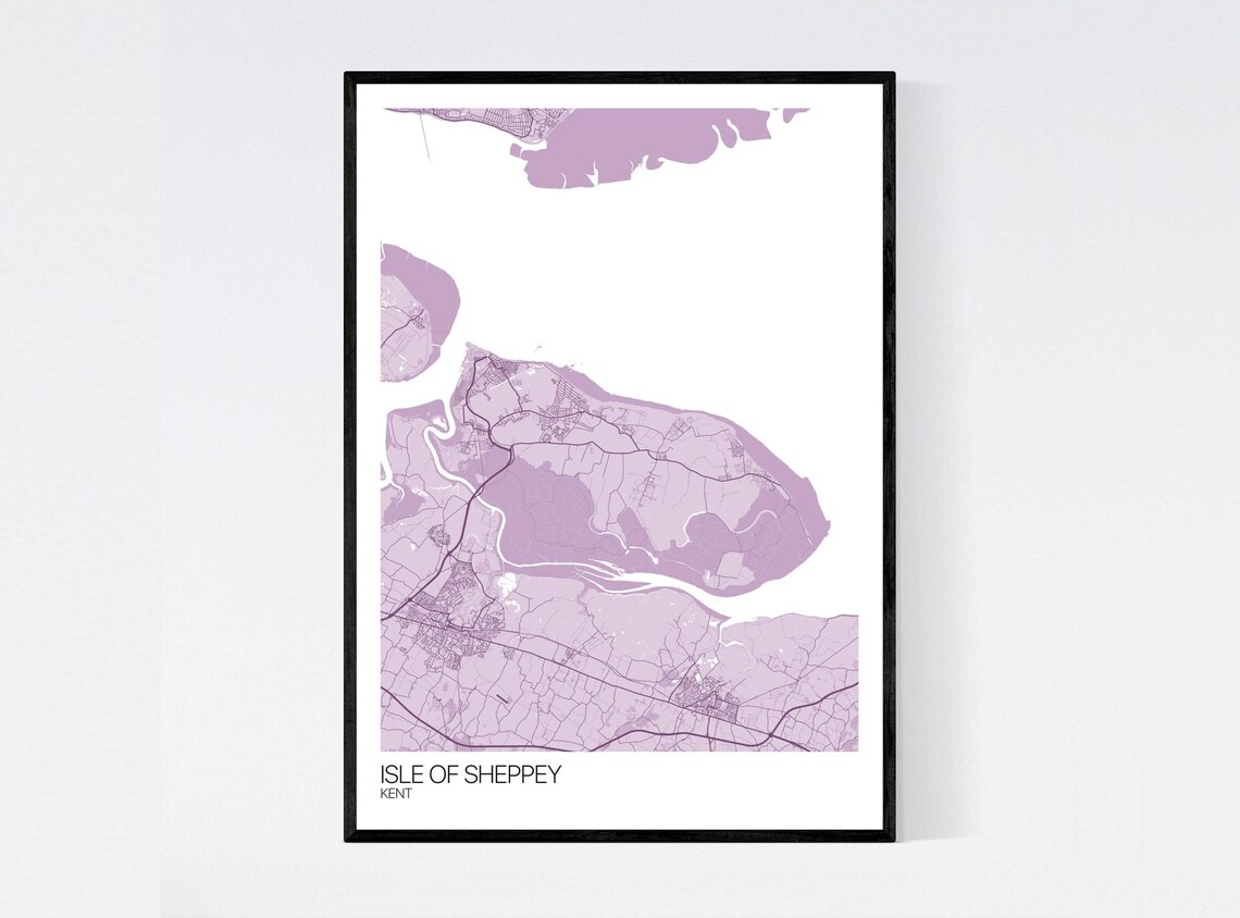 Isle of Sheppey Kent Map Art Print Many Colours 350gsm | Etsy