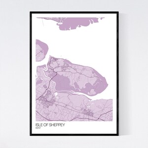 Isle of Sheppey, Kent Map Art Print Many Colours 350gsm Art Quality ...