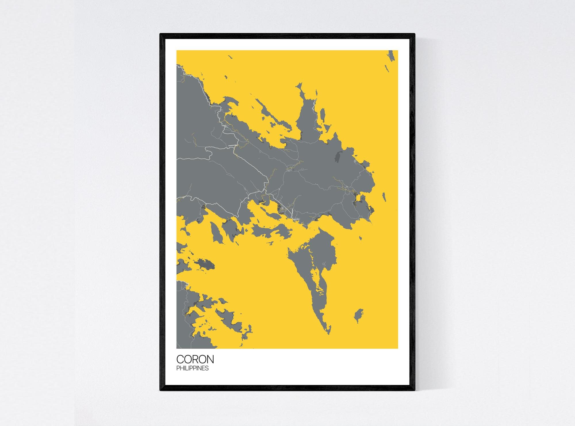 Coron Philippines Map Art Print Many Styles Art Quality | Etsy