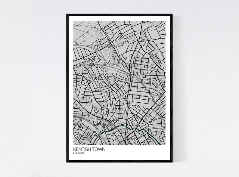 Kentish Town London Map Art Print Many Colours 350gsm Art - Etsy