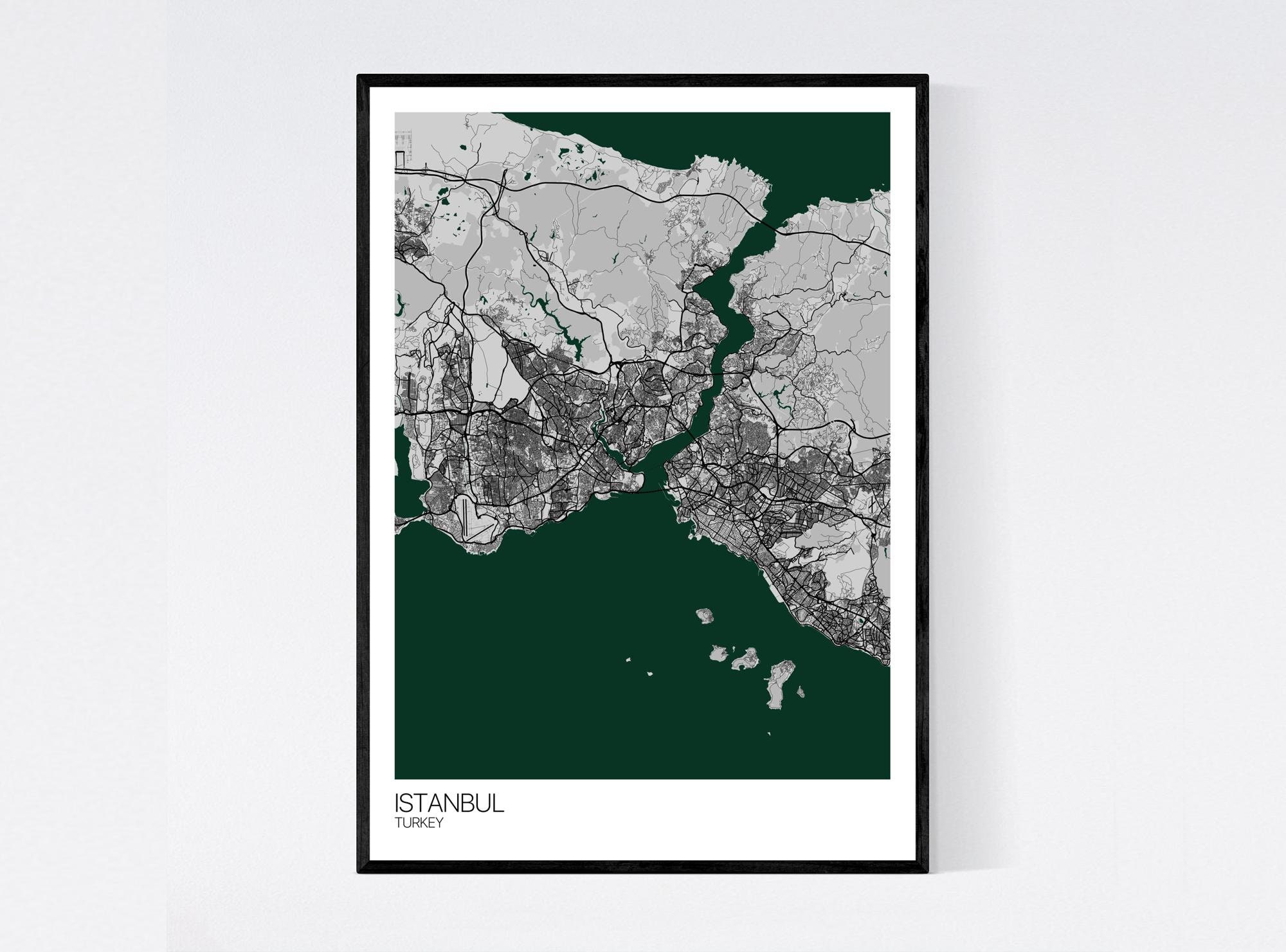 Istanbul Turkey Map Art Print Many Styles 350gsm Art | Etsy