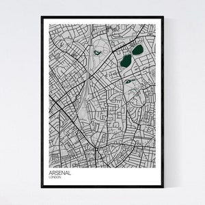 Arsenal London Map Art Print Many Colours 350gsm Art - Etsy