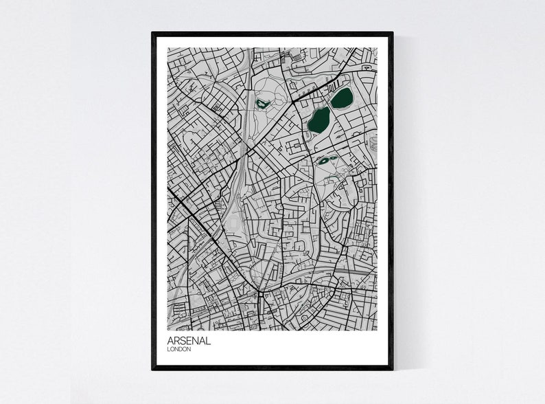Arsenal London Map Art Print Many Colours 350gsm Art | Etsy