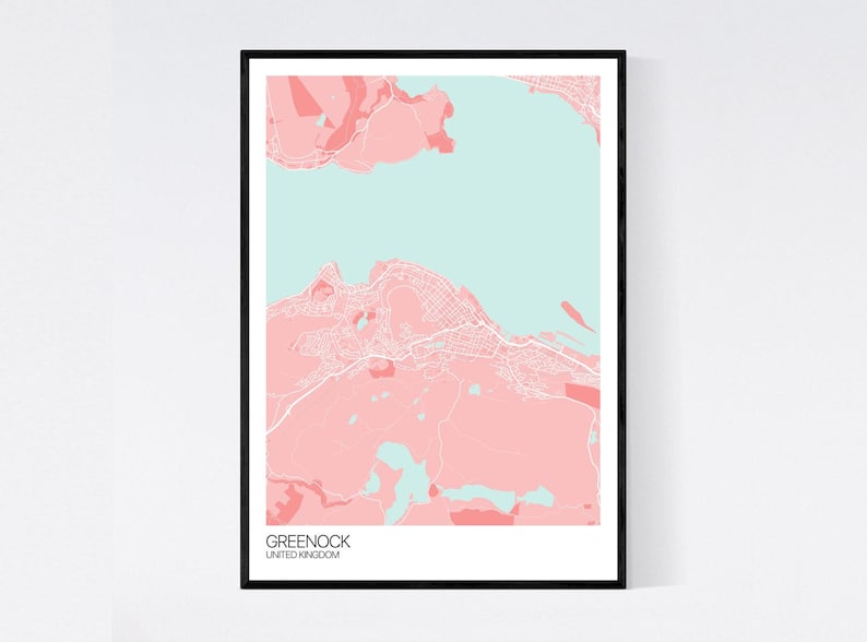 Greenock Scotland City Map Art Print Many Styles 350gsm - Etsy UK