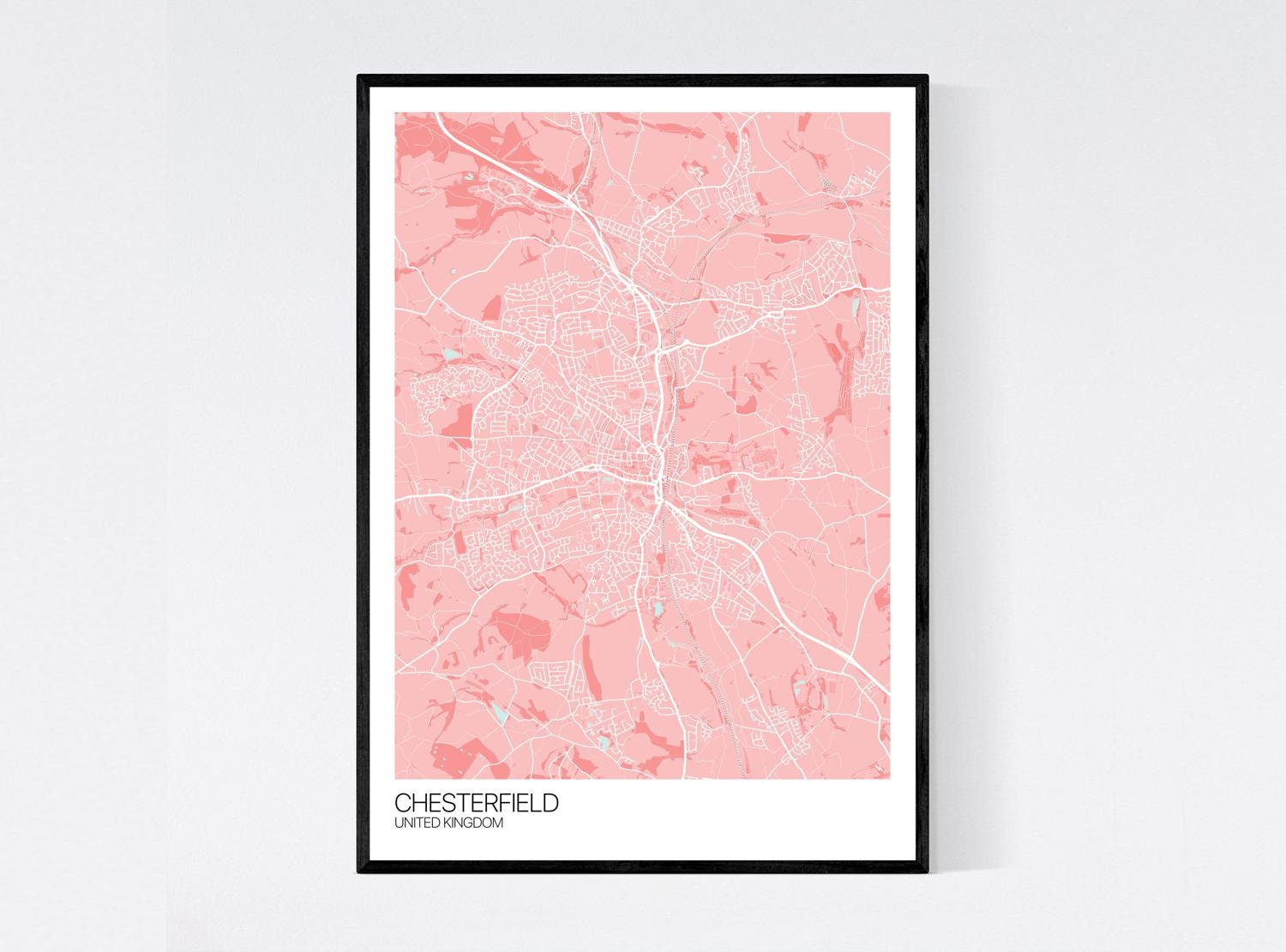 Chesterfield United Kingdom City Map Art Print Many Styles | Etsy