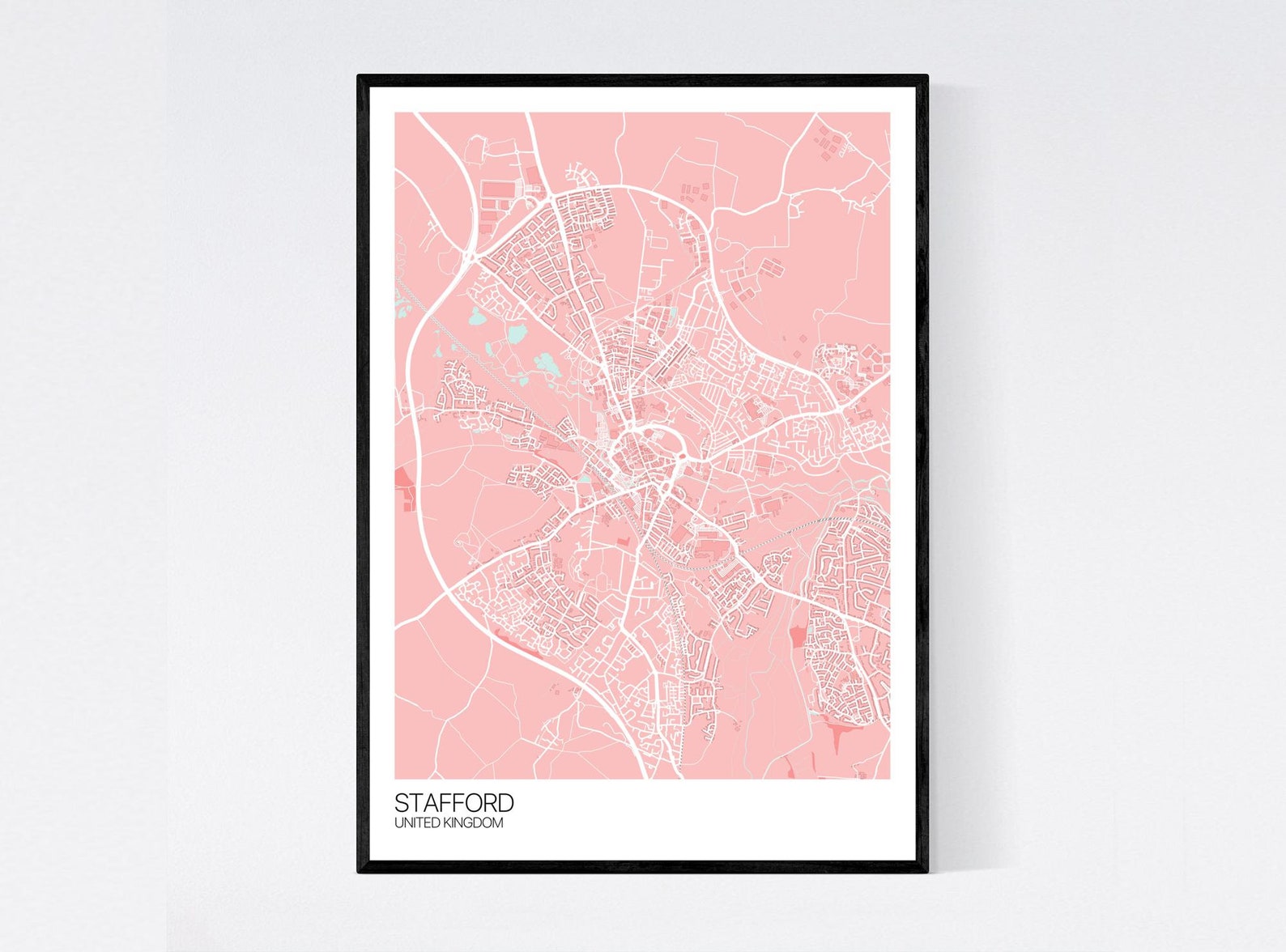 Stafford Town Map Art Print Many Styles 350gsm Art Quality - Etsy