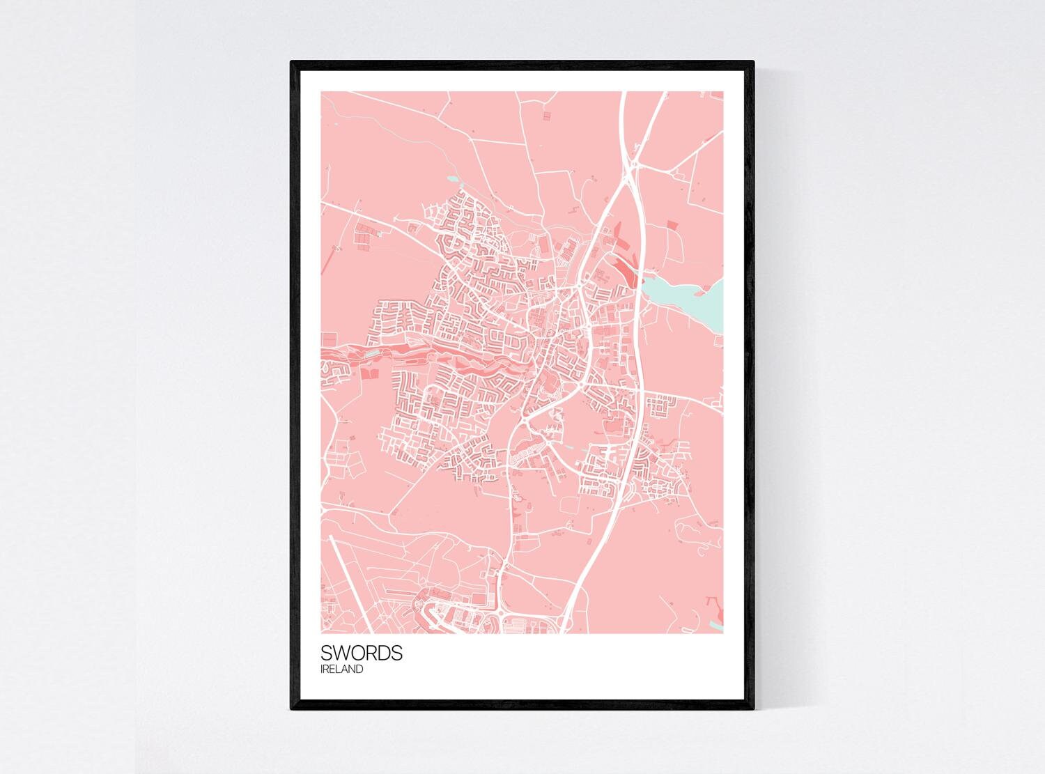 Swords City Map Art Print Many Styles 350gsm Art Quality | Etsy