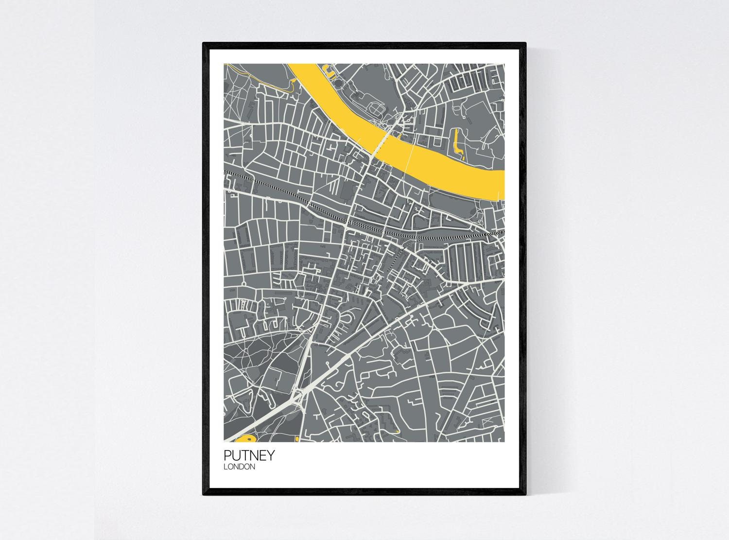 Putney London Map Art Print Many Colours 350gsm Art | Etsy