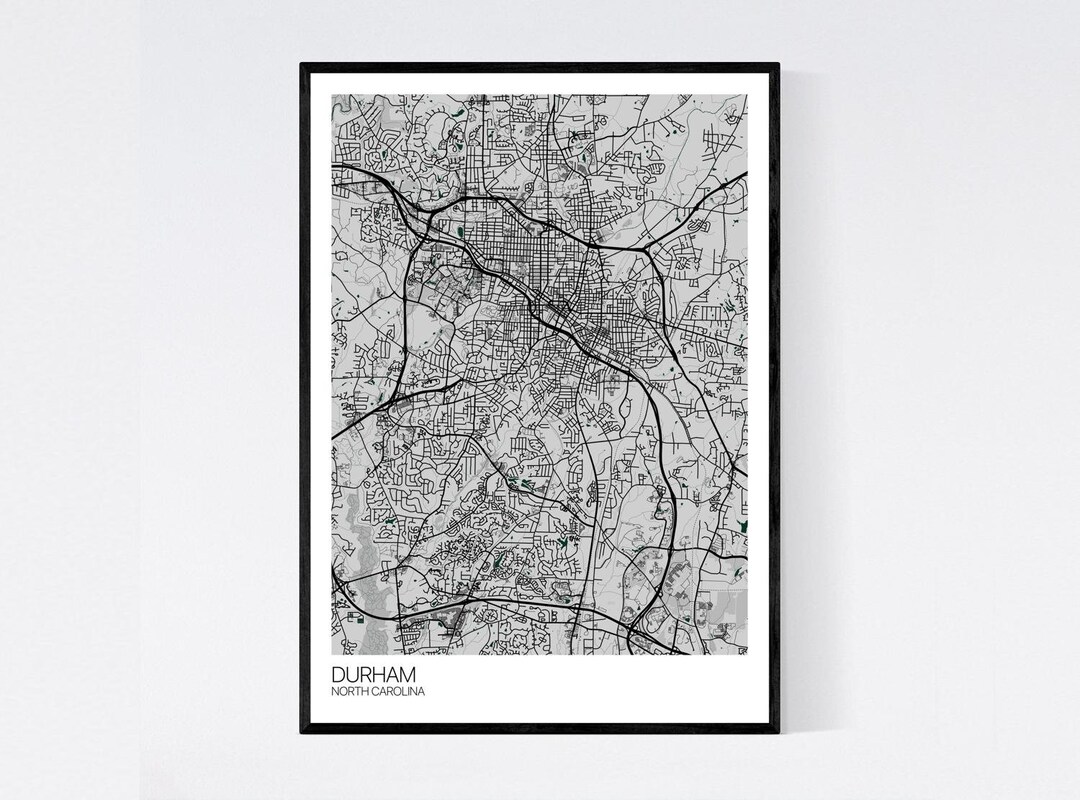 Durham, North Carolina Map Print Many Colours Printed on Art Quality ...