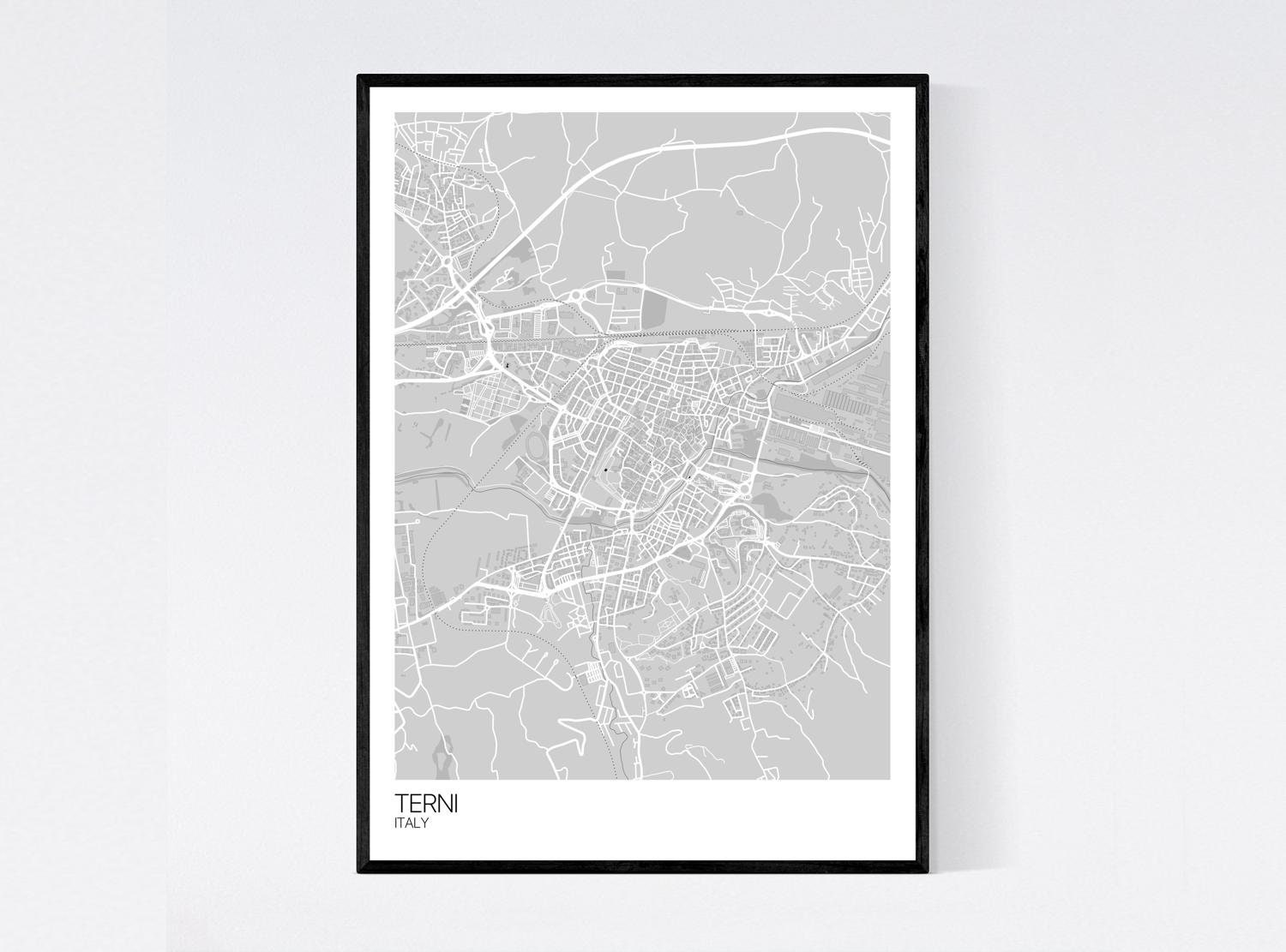 Terni Italy Map Art Print Many Colours 350gsm Art Quality | Etsy