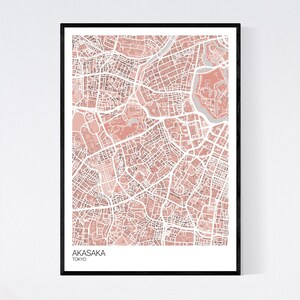 Akasaka, Tokyo, Japan Map Print Many Colours Fast Delivery Scandi ...