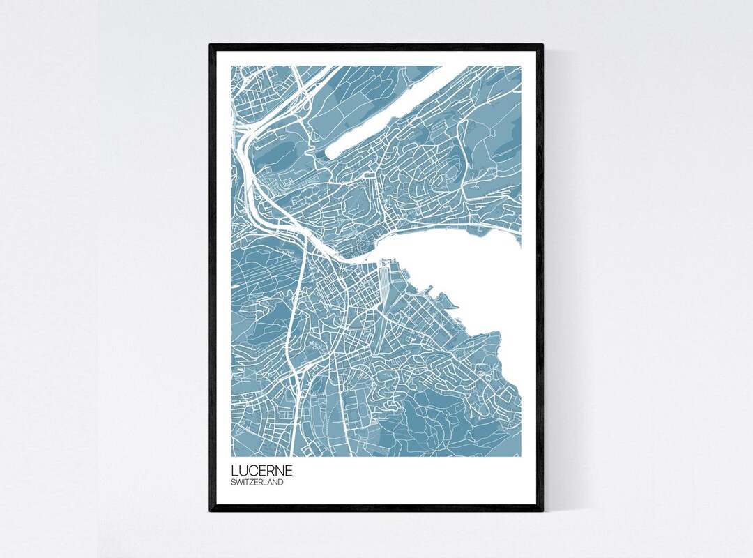 Lucerne, Switzerland Map Art Print Many Colours 350gsm Art Quality ...