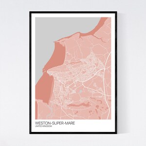 Weston-super-mare Map Art Print Many Styles 350gsm Art - Etsy