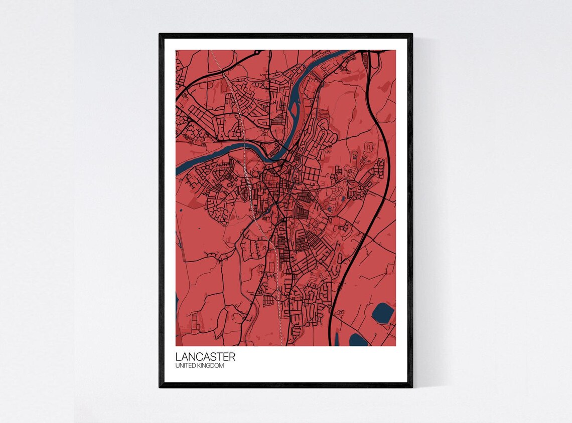 Lancaster United Kingdom Map Print Many Colours Fast | Etsy