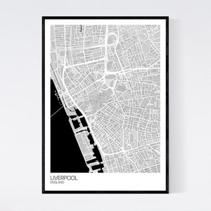 Liverpool City Centre Map Art Print Many Colours 350gsm - Etsy