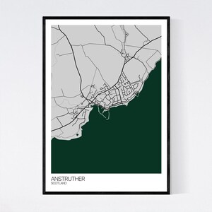 Anstruther, Scotland Map Art Print Many Styles 350gsm Art Quality Paper ...