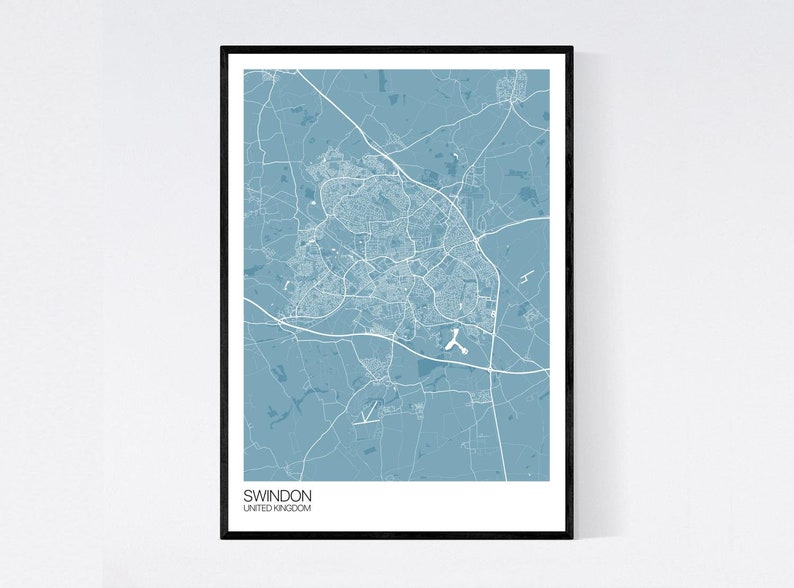Swindon United Kingdom City Map Art Print Many Colours - Etsy