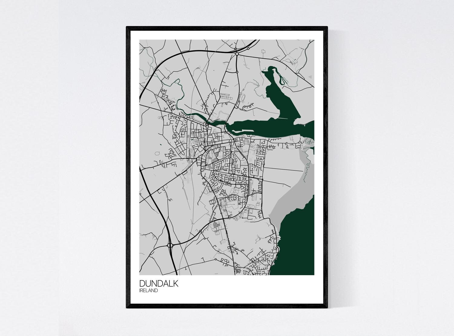Dundalk City Map Art Print Many Styles 350gsm Art Quality | Etsy