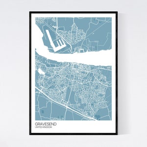 Gravesend, United Kingdom Map Print Many Colours Fast Delivery // Retro ...