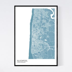Blackpool Town Map Art Print Many Styles 350gsm Art Quality Paper Fast ...