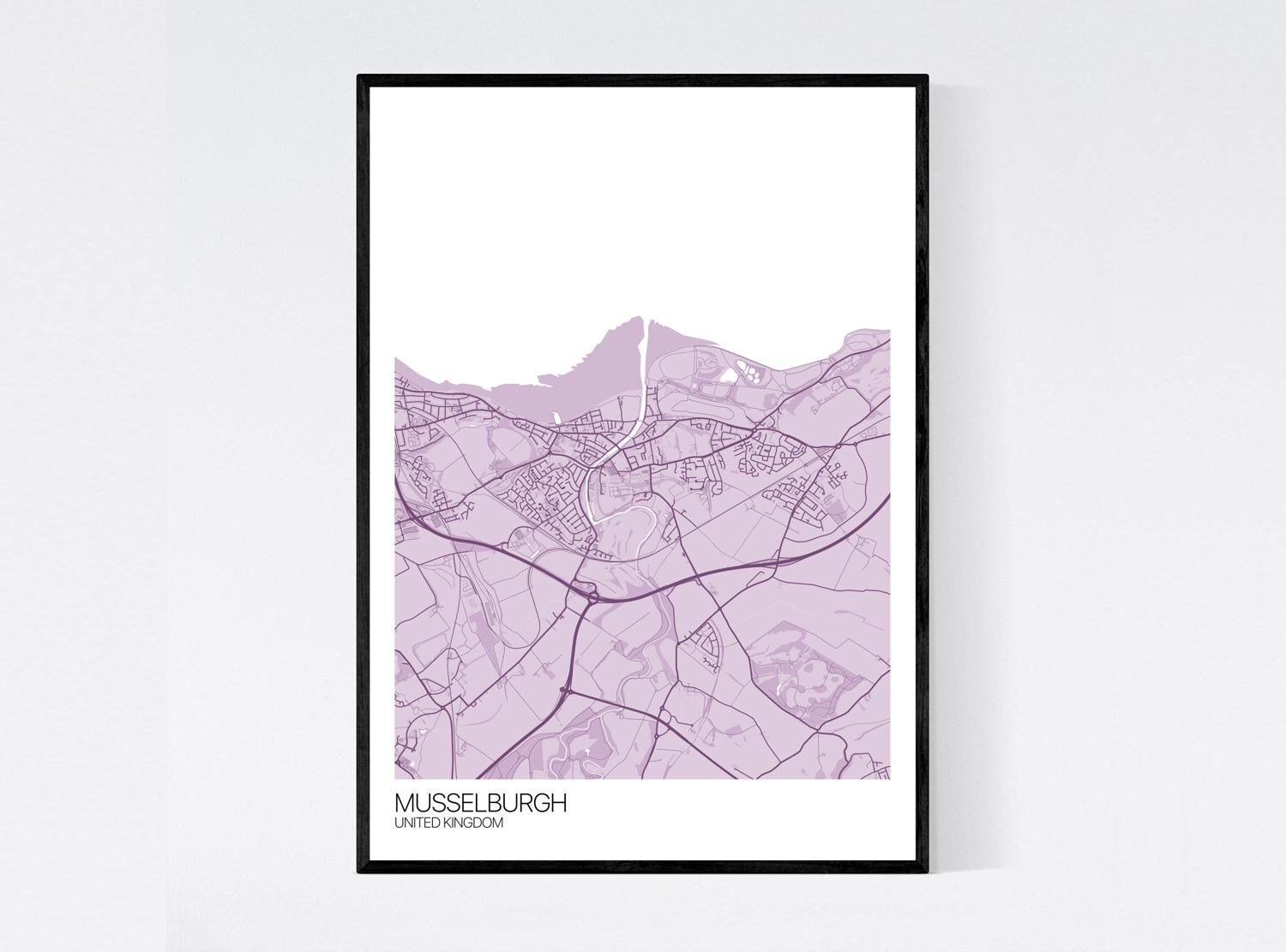 Musselburgh Scotland City Map Art Print Many Styles | Etsy