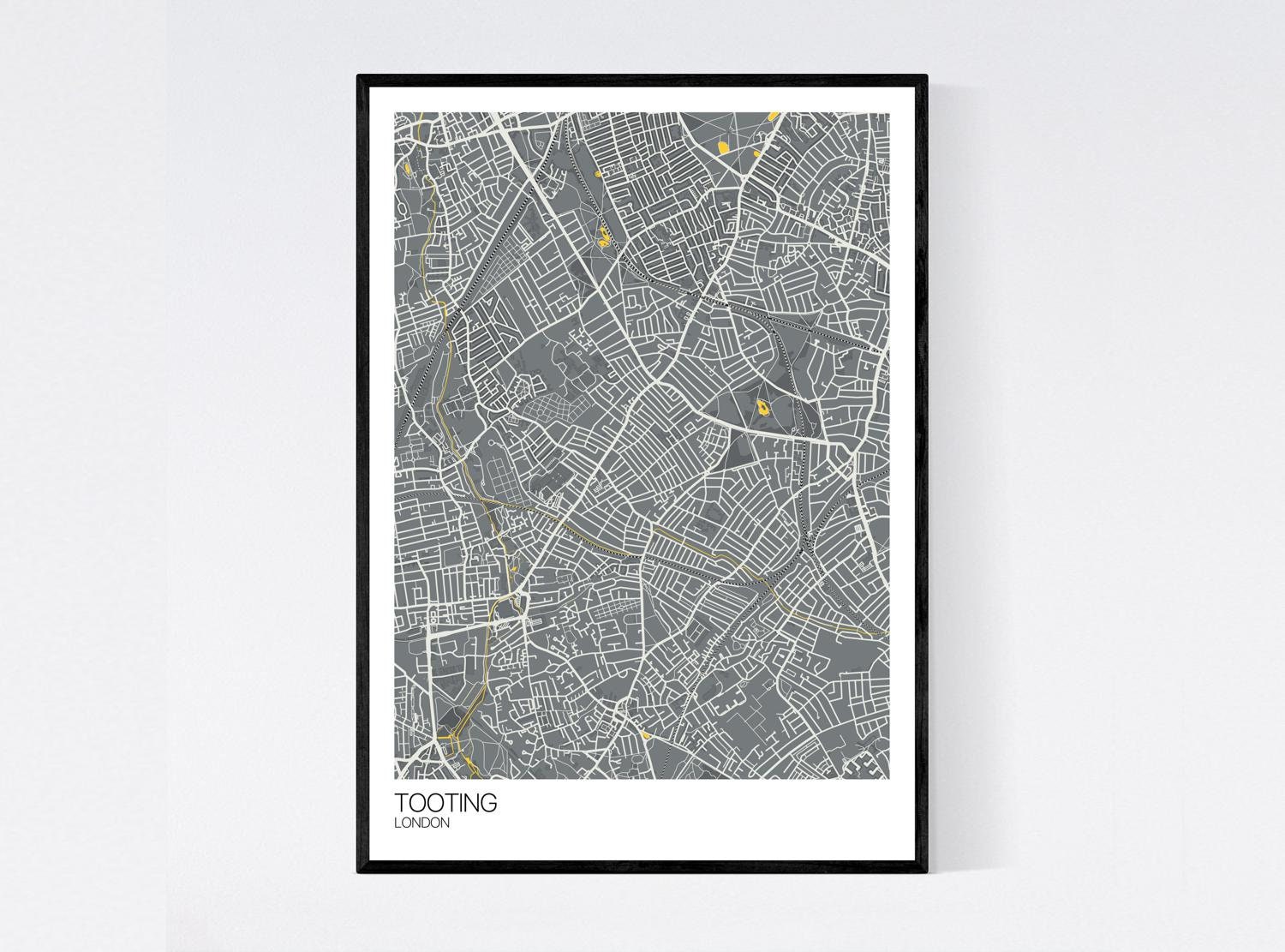 Tooting London Map Art Print Many Colours 350gsm Art - Etsy UK