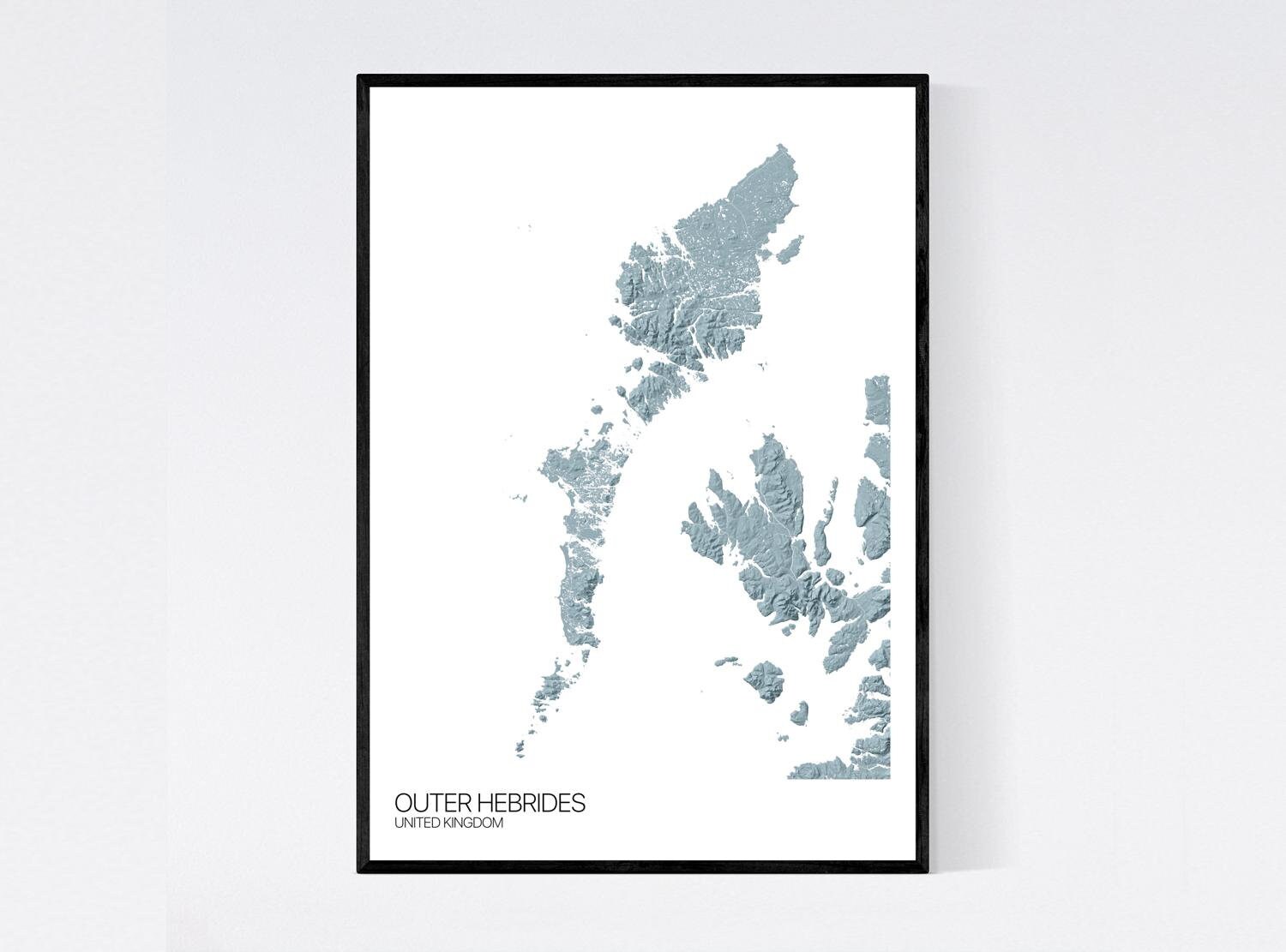 Outer Hebrides Topographic Map Print Many Colours Fast | Etsy UK