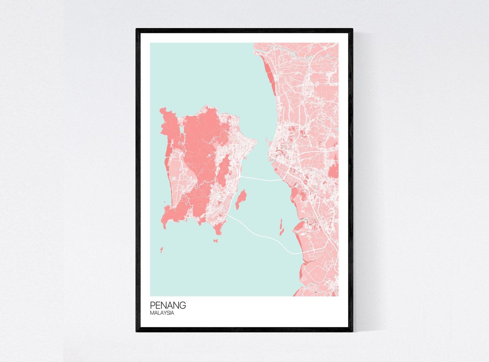 Penang Malaysia Map Art Print Many Styles Art Quality | Etsy