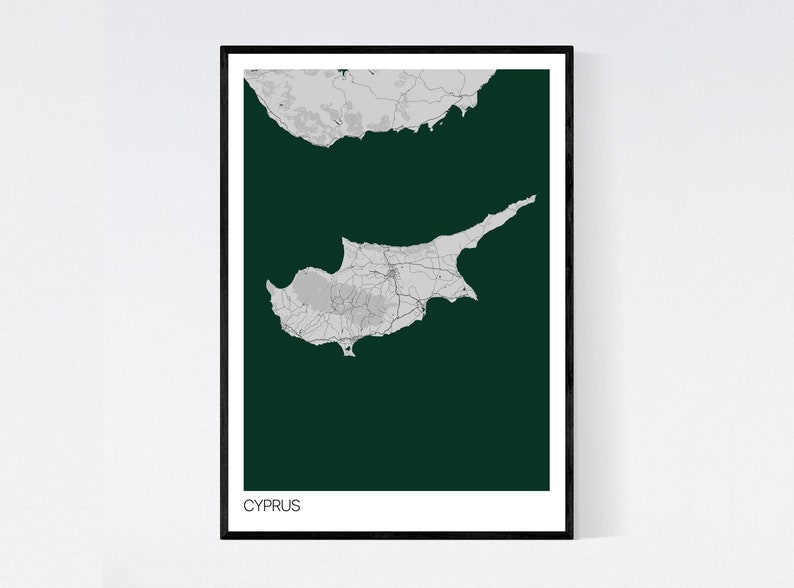 Cyprus Island Map Art Print Many Colours 350gsm Art - Etsy