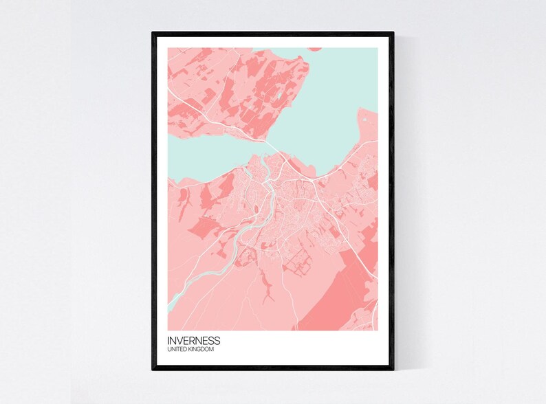 Inverness Scotland City Map Art Print Many Styles 350gsm - Etsy UK