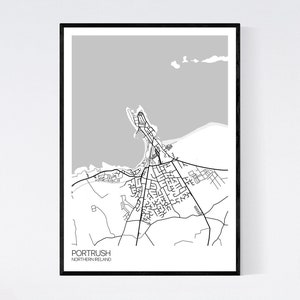 Portrush, Northern Ireland Map Art Print - Many Colours - 350gsm Art ...