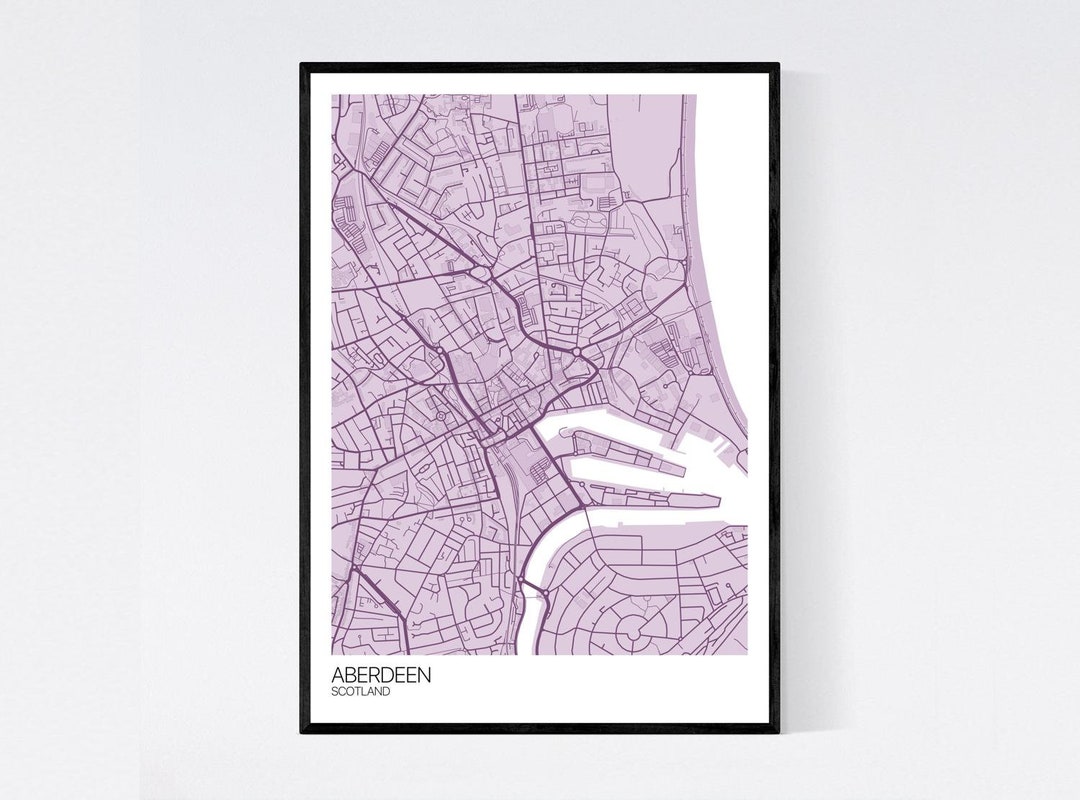 Aberdeen City Centre Map Art Print - Many Colours - 350gsm Art Quality ...