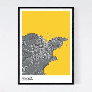 Brixham, United Kingdom Map Art Print - Many Colours - 350gsm Art ...
