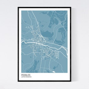 Peebles, Scotland City Map Art Print Many Styles 350gsm Art Quality ...