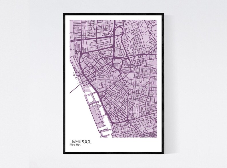 Liverpool City Centre Map Art Print Many Colours 350gsm | Etsy UK