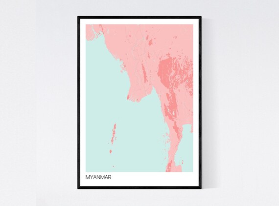 Myanmar Country Map Art Print Many Styles Art Quality | Etsy