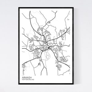Armagh, Northern Ireland Map Art Print Many Styles 350gsm Art Quality ...