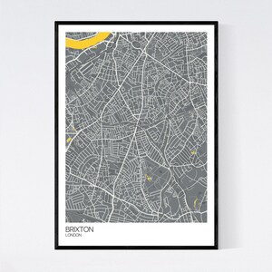 Brixton, London Map Art Print Many Styles 350gsm Art Quality Paper Fast ...