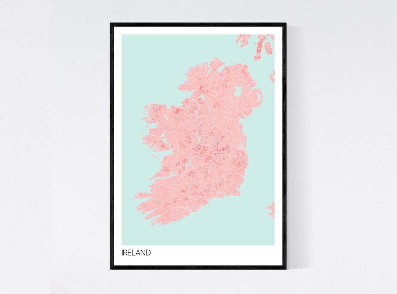 Ireland Map Print Many Colours Fast Delivery Scandi // - Etsy