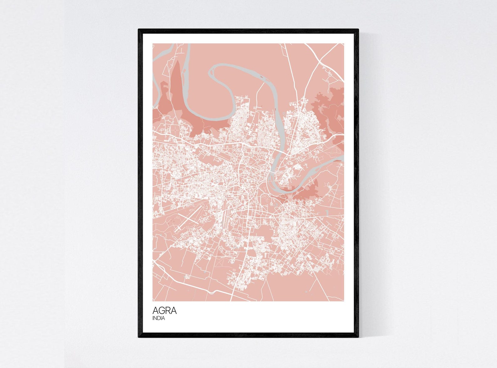 Agra India Map Art Print Many Styles Art Quality Paper | Etsy