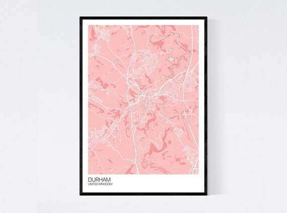 Durham Map Print Many Colours Available 350gsm Art Quality | Etsy