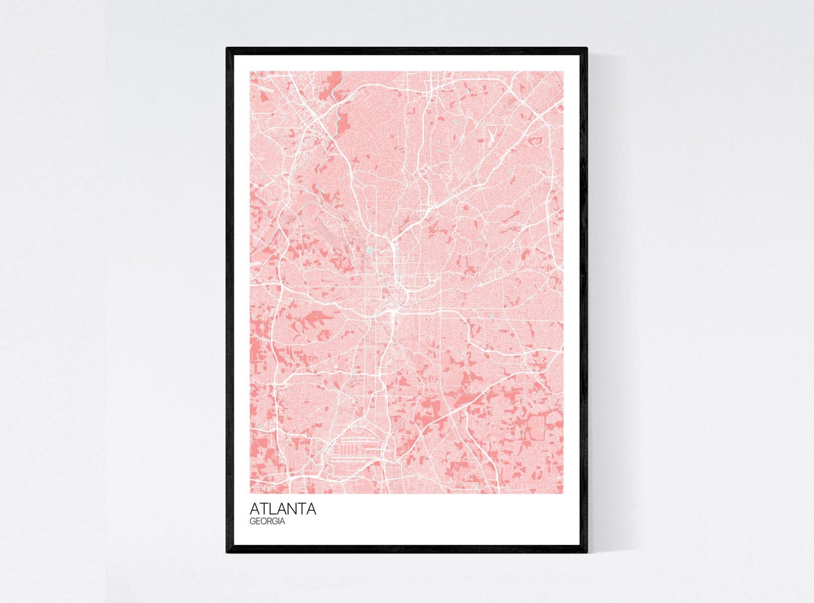 Atlanta Georgia Map Print Many Colours Printed on Art - Etsy