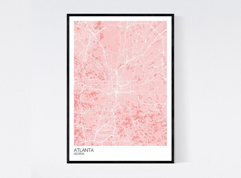 Atlanta Georgia Map Print Many Colours Printed on Art - Etsy